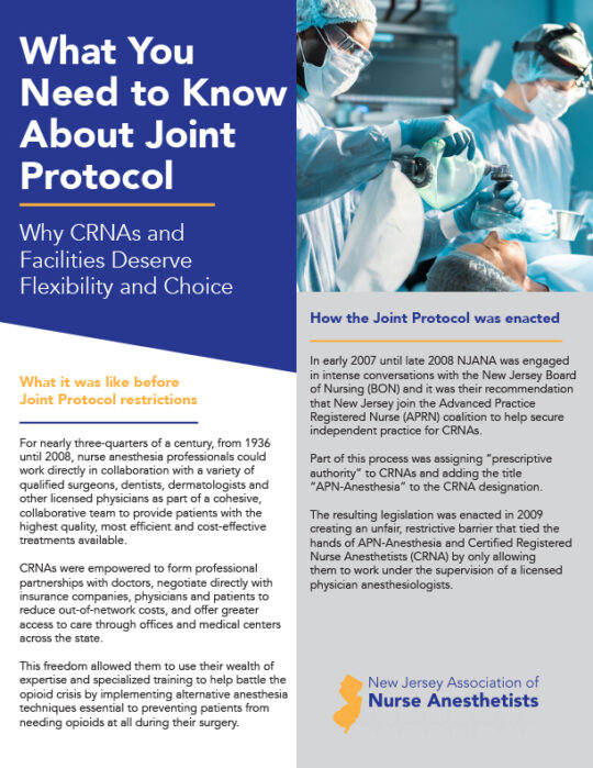 End Joint Protocol – New Jersey Association of Nurse Anesthetists